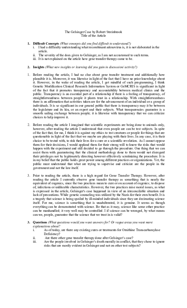(DOC) The Gelsinger Case