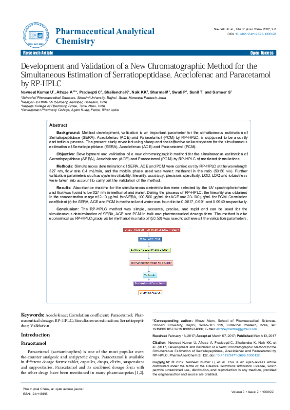 Pdf Development And Validation Of A New Chromatographic Method For The Simultaneous Estimation