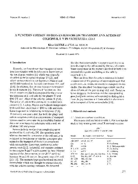 (PDF) A function common to iron-enterochelin transport and action of ...