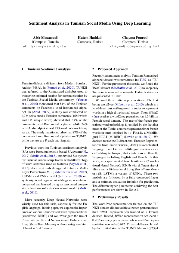(PDF) Sentiment Analysis in Tunisian Social Media Using Deep Learning