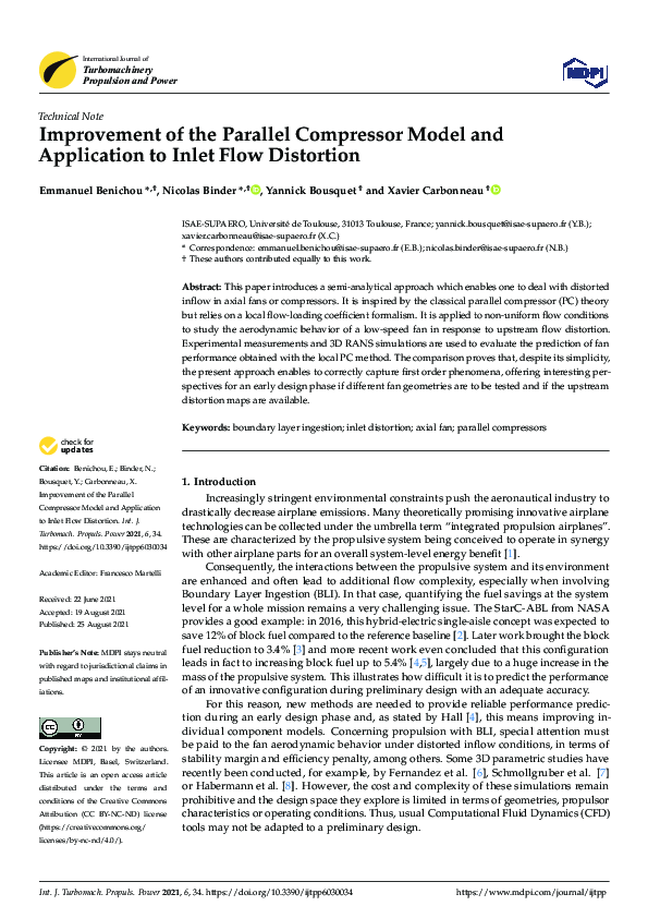 (PDF) Improvement of the Parallel Compressor Model and Application to Inlet Flow Distortion