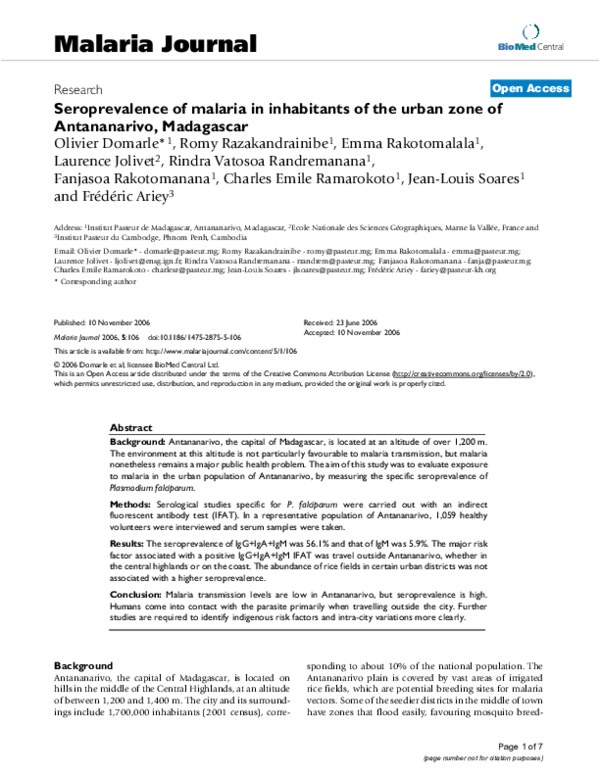 (PDF) Malaria Journal