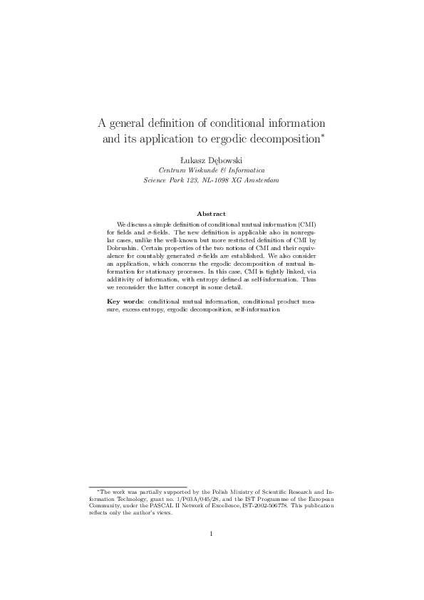 (PDF) A general definition of conditional information and its ...