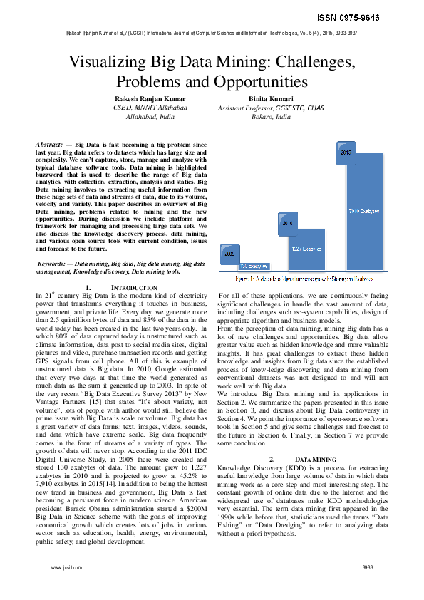 (PDF) Visualizing Big Data Mining : Challenges , Problems and Opportunities
