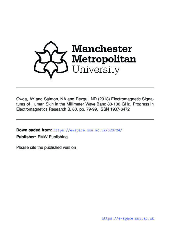 (PDF) Electromagnetic Signatures of Human Skin in the Millimeter Wave ...