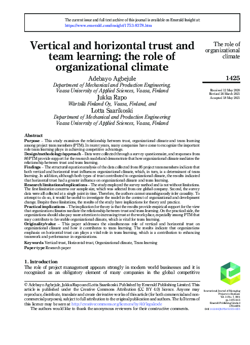 (PDF) Vertical and horizontal trust and team learning: the role of ...