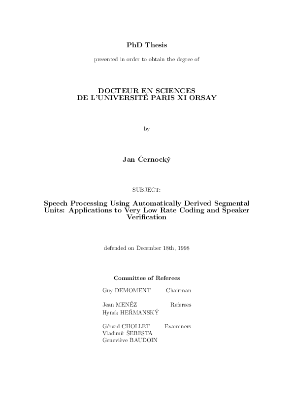 Pdf Speech Processing Using Automatically Derived Segmental Units