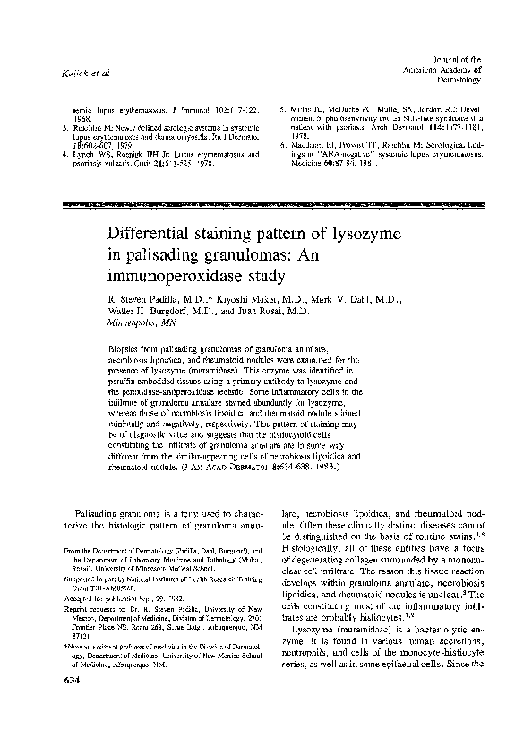(PDF) Differential staining pattern of lysozyme in palisading ...