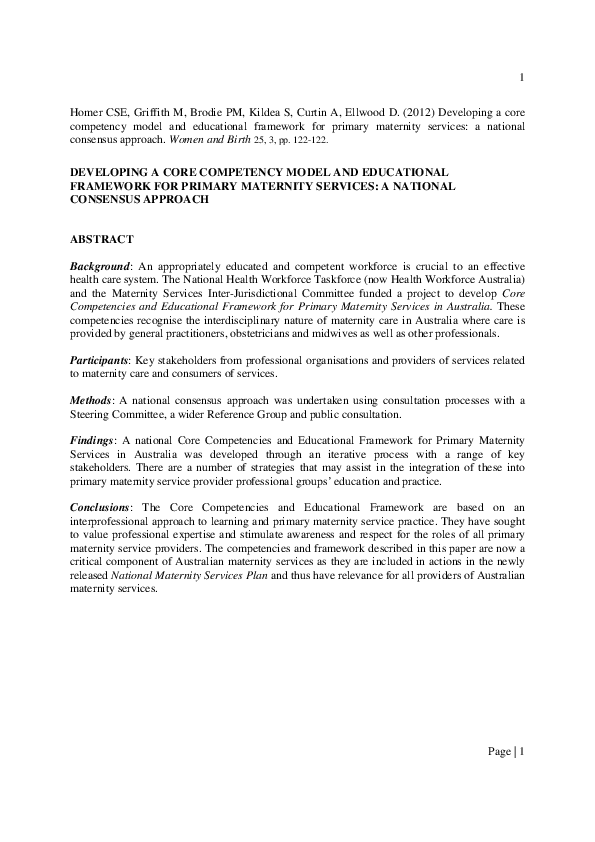 (PDF) Developing a Core Competency Model and Educational Framework for ...