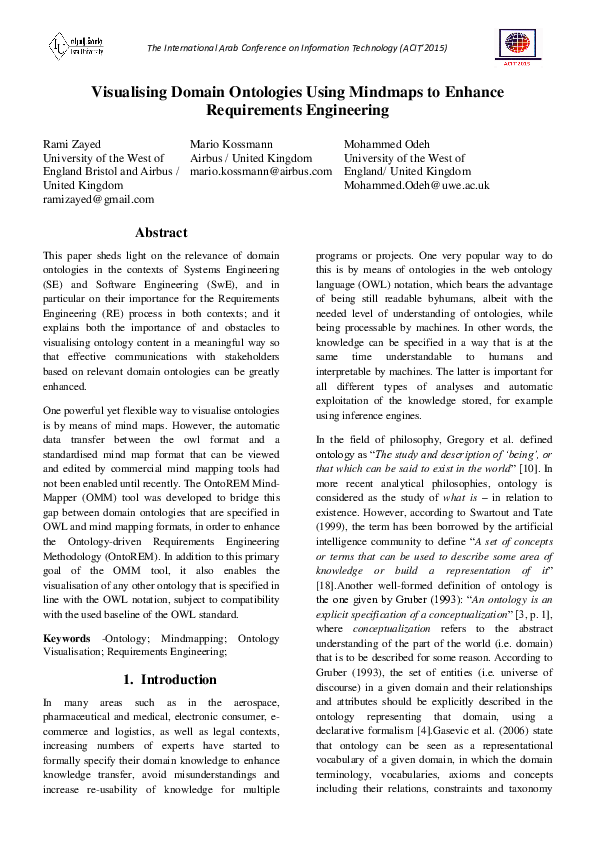 (PDF) Visualising Domain Ontologies Using Mindmaps to Enhance Requirements Engineering