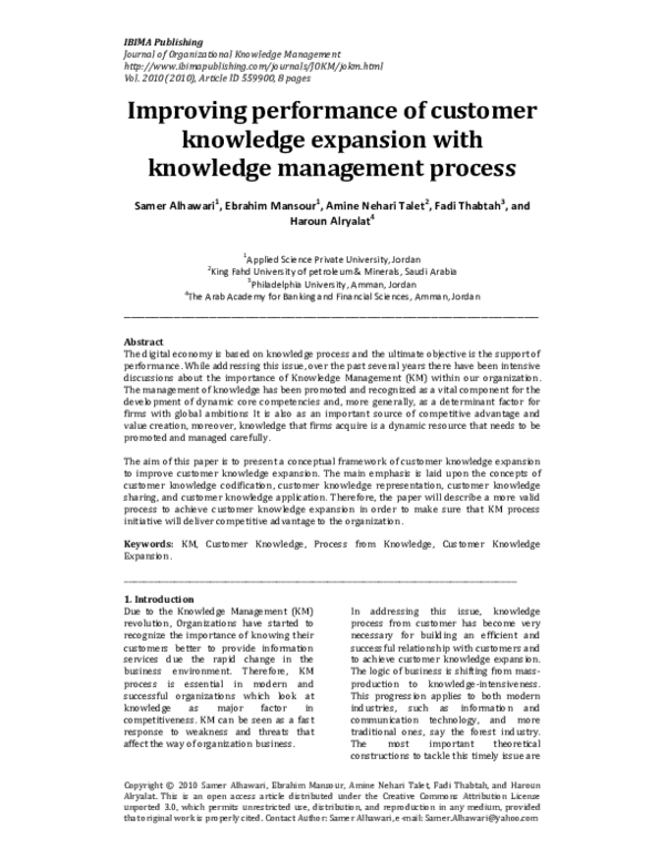 (PDF) Improving Performance of Customer Knowledge Expansion with ...