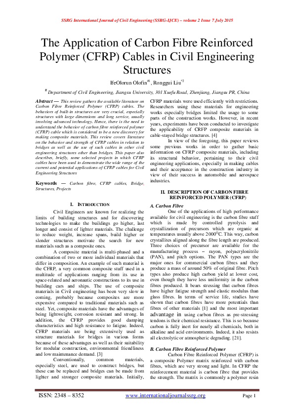 (PDF) The Application of Carbon Fibre Reinforced Polymer (CFRP) Cables ...