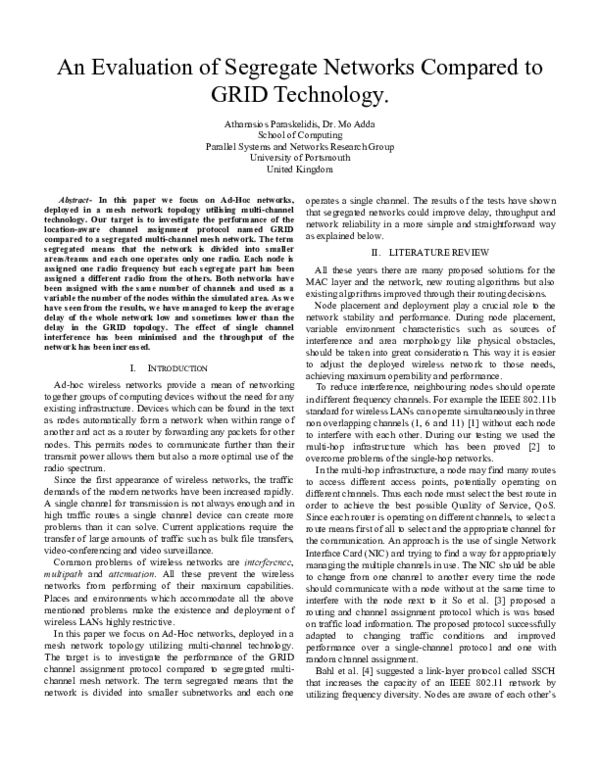 (PDF) An Evaluation of Segregate Network Compared to GRID Technology