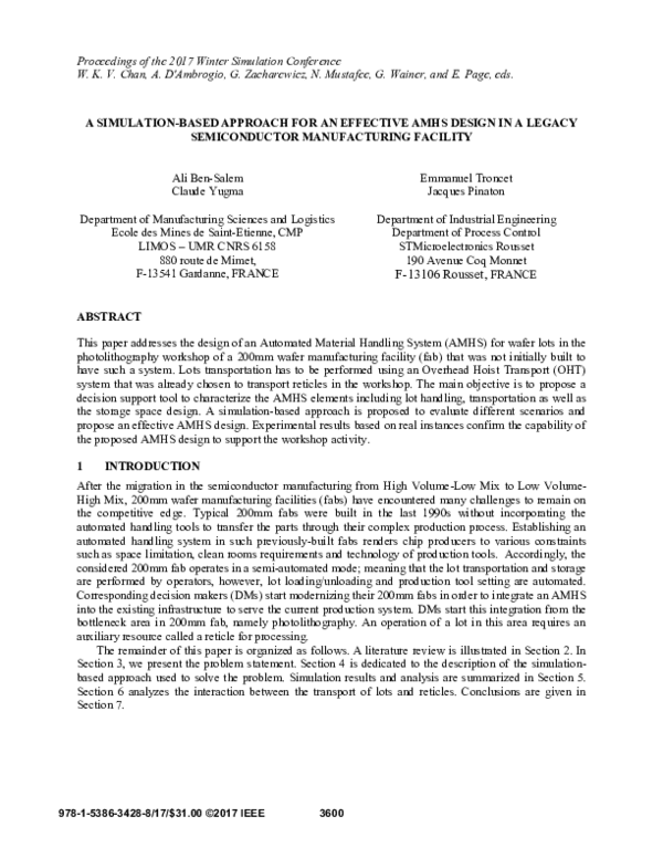 (PDF) A Simulation-Based Approach for an Effective Amhs Design in a ...