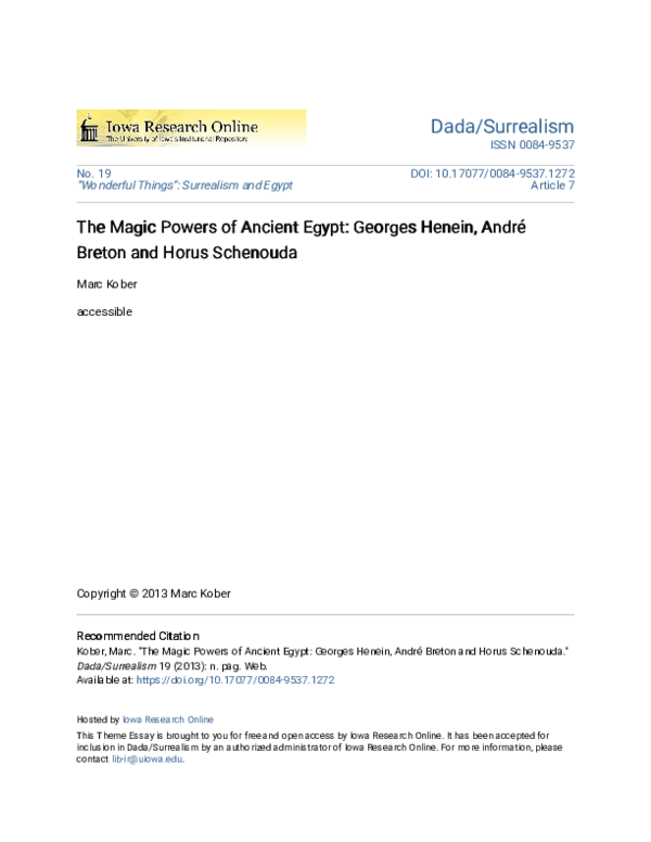 (PDF) The Magic Powers of Ancient Egypt: Georges Henein, André Breton ...