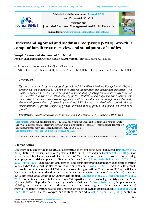 (PDF) Understanding Small and Medium Enterprises (SMEs) Growth: a ...