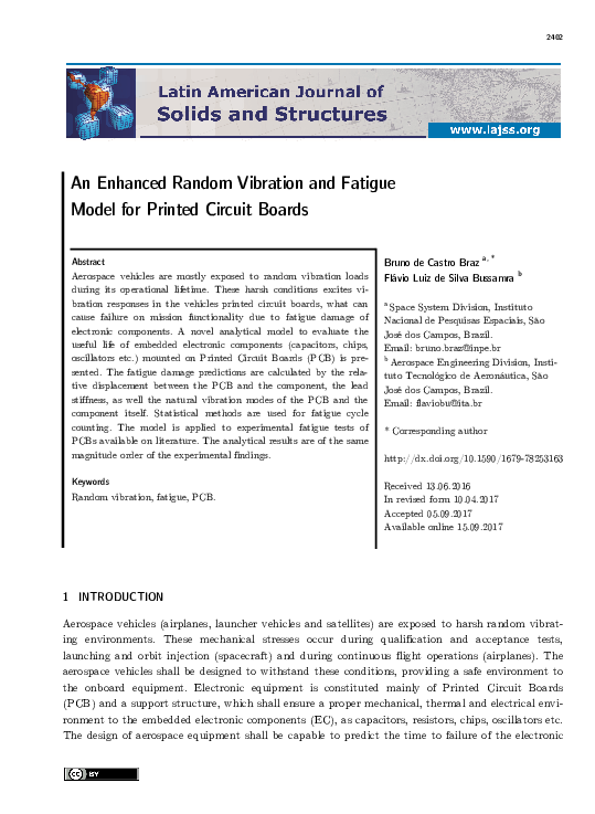 (PDF) An Enhanced Random Vibration and Fatigue Model for Printed ...
