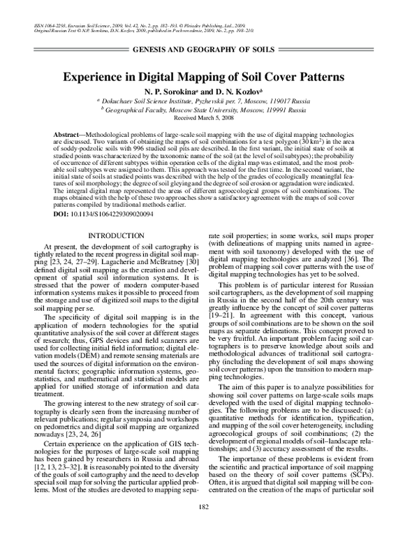 (PDF) Experience in digital mapping of soil cover patterns