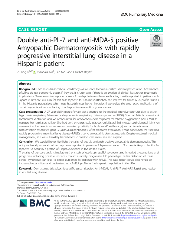 (PDF) Double anti-PL-7 and anti-MDA-5 positive Amyopathic ...
