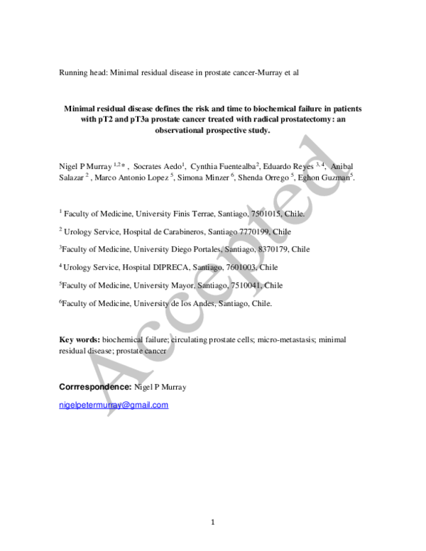 (PDF) Minimal Residual Disease Defines the Risk and Time to Biochemical ...