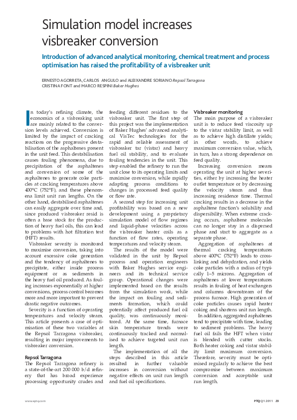 (PDF) Simulation model increases visbreaker conversion