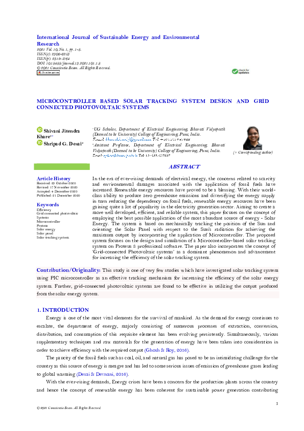 Pdf Microcontroller Based Solar Tracking System Design And Grid Connected Photovoltaic Systems