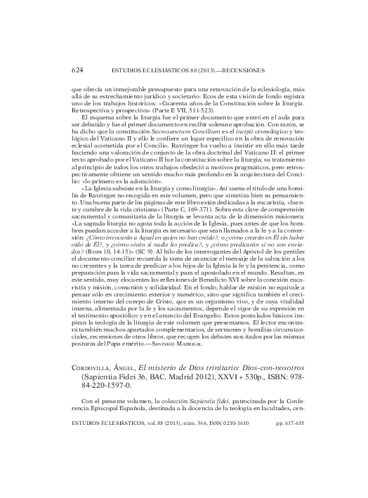 (PDF) CORDOVILLA, A., El misterio de Dios trinitario: Dios-con-nosotros | Gabino Uríbarri ...