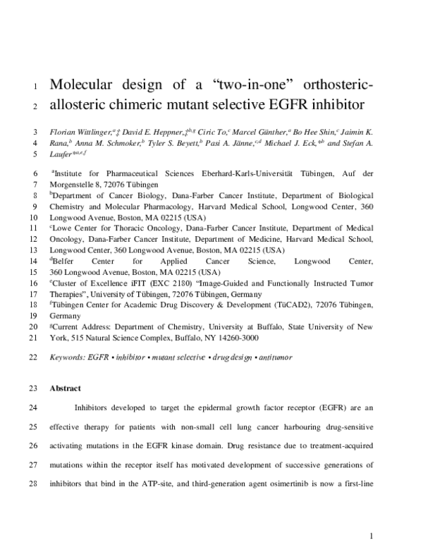 (PDF) Molecular Design of a “Two-in-One” Orthosteric-Allosteric ...