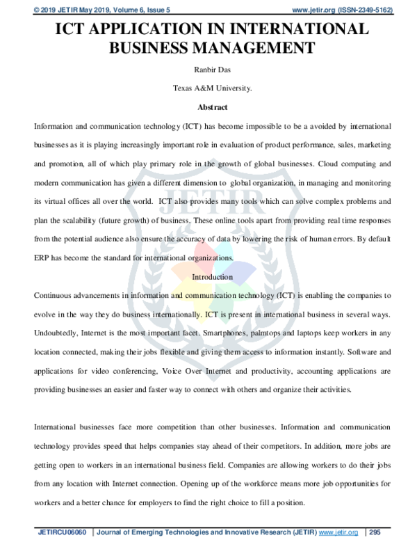 (PDF) Ict Application in International Business Management