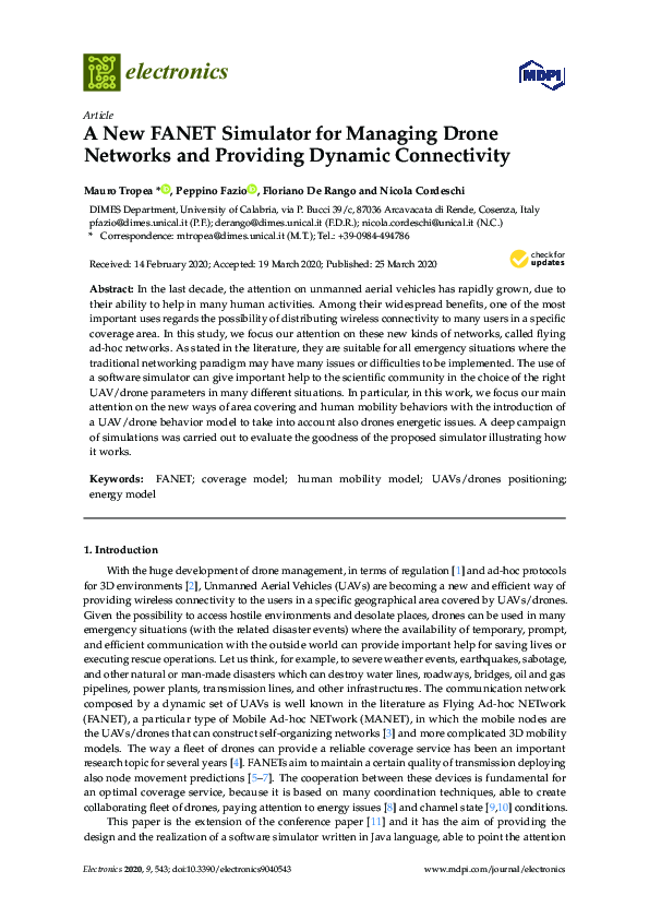 (PDF) A New FANET Simulator for Managing Drone Networks and Providing ...