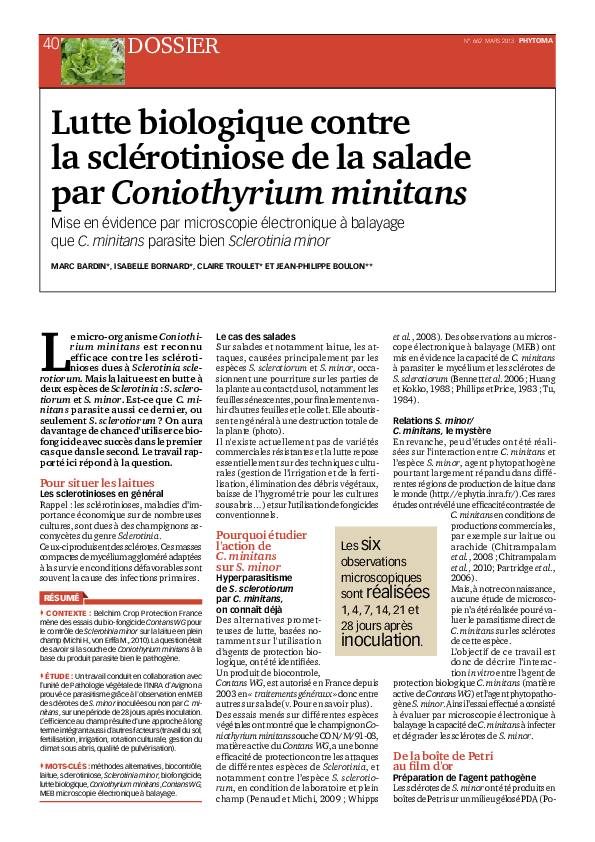 (PDF) Lutte biologique contre la sclérotiniose de la salade par ...
