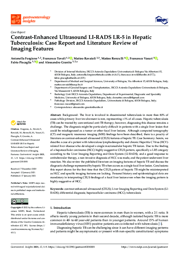 (PDF) Contrast-Enhanced Ultrasound LI-RADS LR-5 in Hepatic Tuberculosis ...