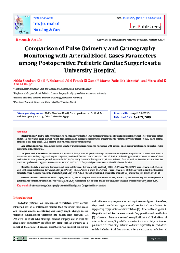 Comparison of Pulse Oximetry and Capnography Monitoring with Arterial ...