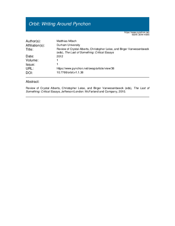 (PDF) Review of Crystal Alberts, Christopher Leise, and Birger ...