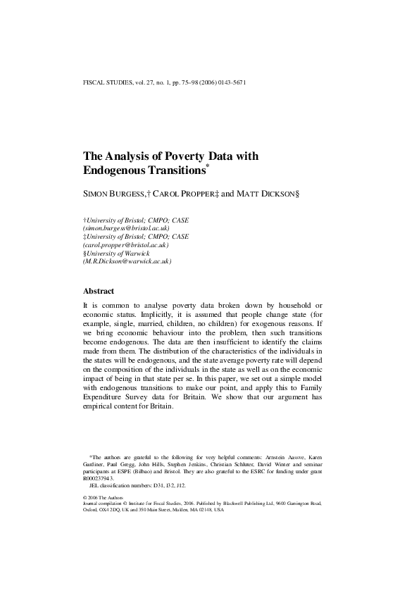 (PDF) The Analysis of Poverty Data with
