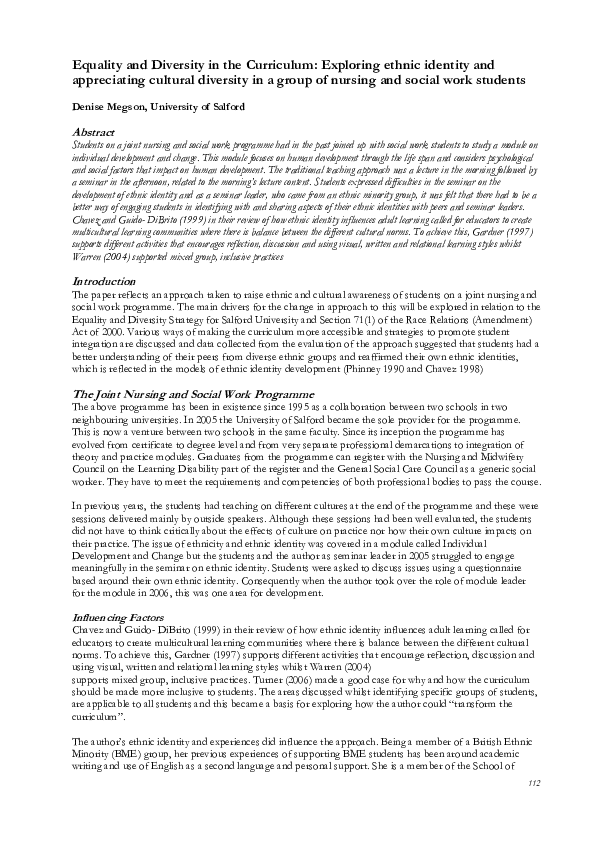 (PDF) Equality and Diversity in the Curriculum: Exploring ethnic ...