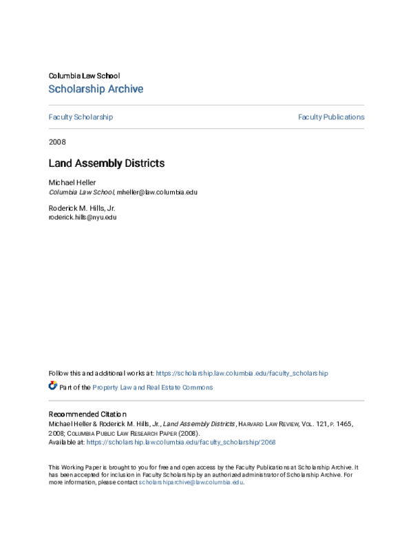 (PDF) Land Assembly Districts