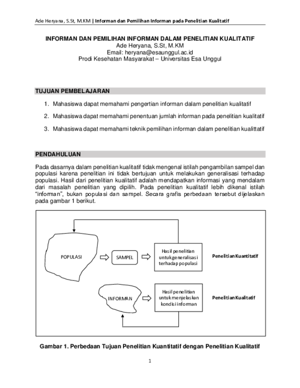 (PDF) Informan dan Pemilihan Informan dalam Penelitian Kualitatif