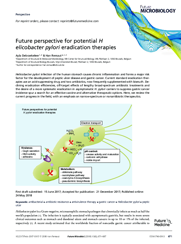 (PDF) Future perspective for potential Helicobacter pylori eradication ...