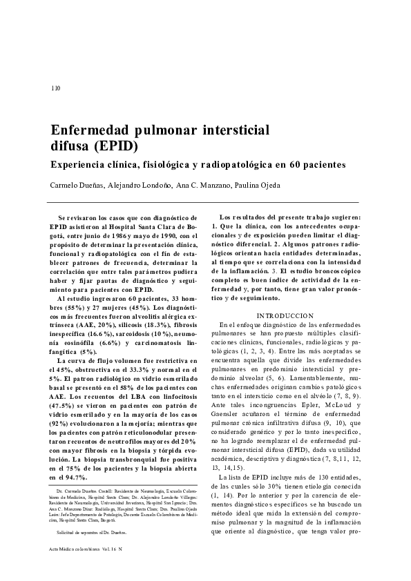 (PDF) Enfermedad pulmonar intersticial difusa (EPID)