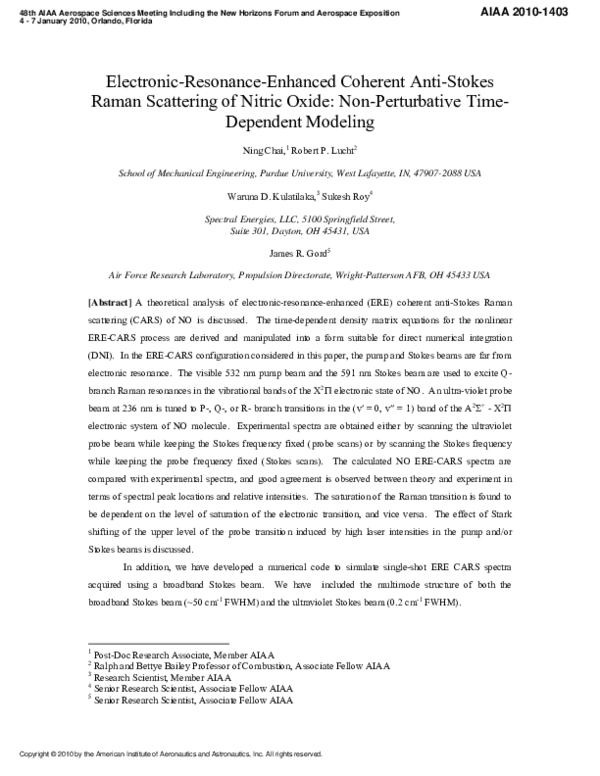 (PDF) Electronic-resonance-enhanced coherent anti-Stokes Raman ...