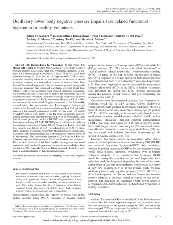 (PDF) Oscillatory Lower Body Negative Pressure Impairs Task Related ...