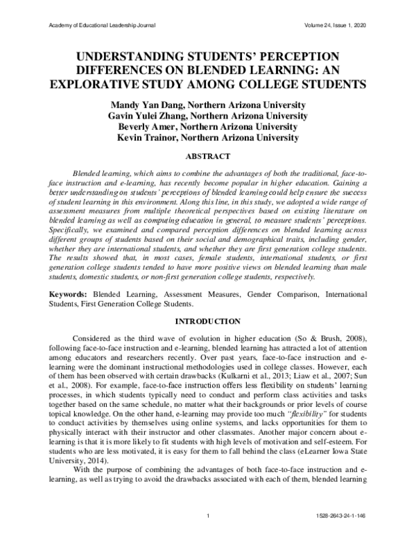 (PDF) Understanding Students’ Perception Differences on Blended ...