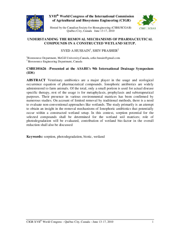 (PDF) Understanding the Removal Mechanisms of Pharmaceutical Compounds ...