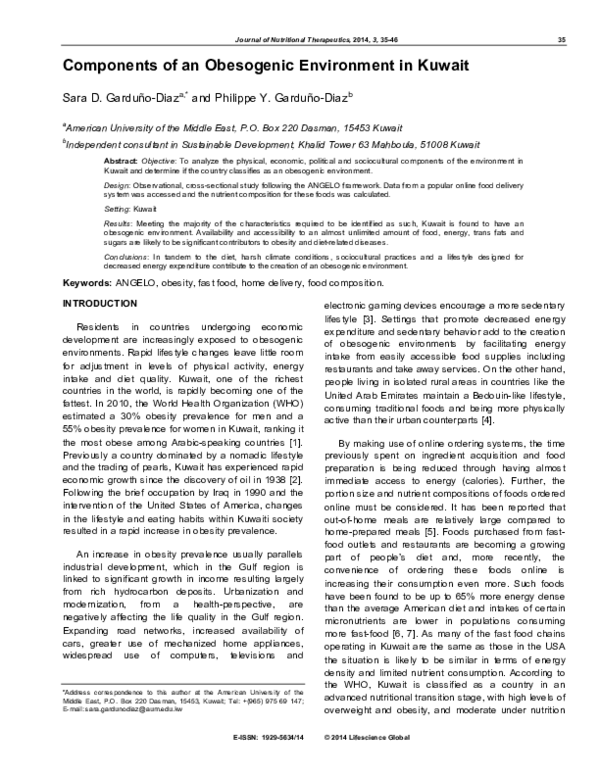 (PDF) Components of an Obesogenic Environment in Kuwait