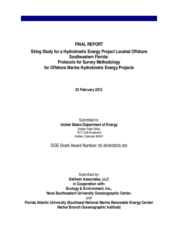 (PDF) Siting Study Framework and Survey Methodology for Marine and ...
