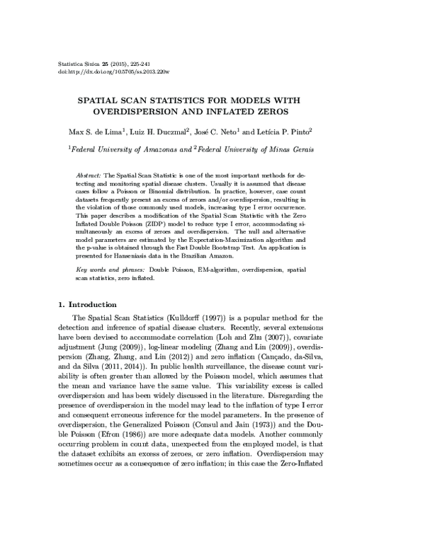 (PDF) Spatial Scan Statistics for Models with Overdispersion and Inflated Zeros