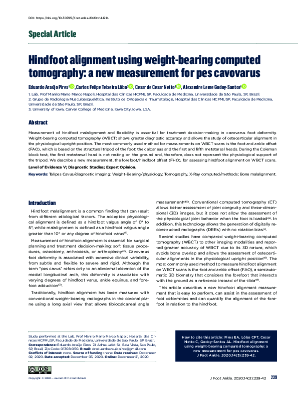 (PDF) Hindfoot alignment using weight-bearing computed tomography