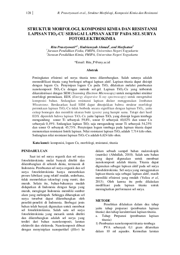 (PDF) Struktur morfologi, komposisi kimia dan resistansi lapisan TiO2 ...