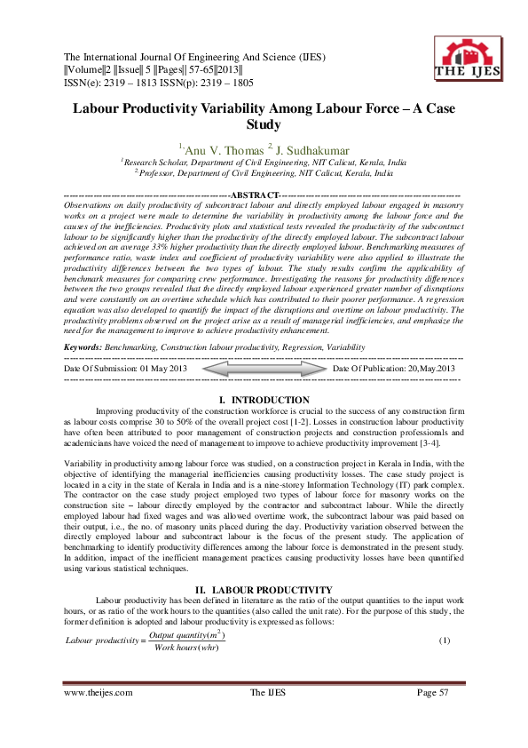 (PDF) Labour Productivity Variability Among Labour Force - A Case Study